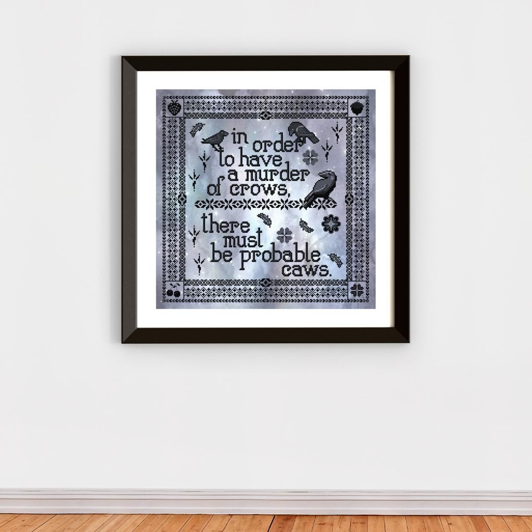 Probable Caws Crow Cross Stitch Pattern – Funny Gothic Blackwork (PDF ...