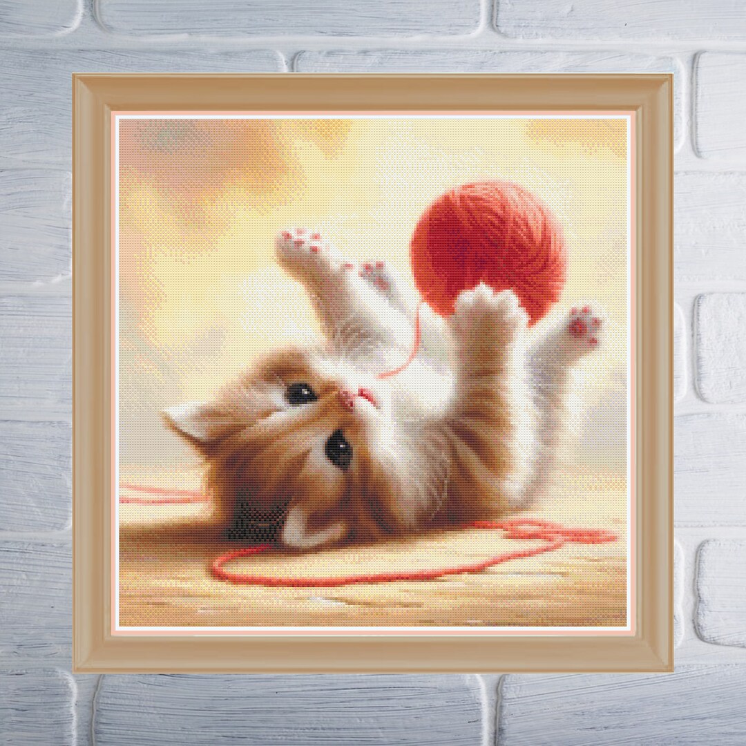 Yarn Cat Cross Stitch Pattern 200x200 - Etsy