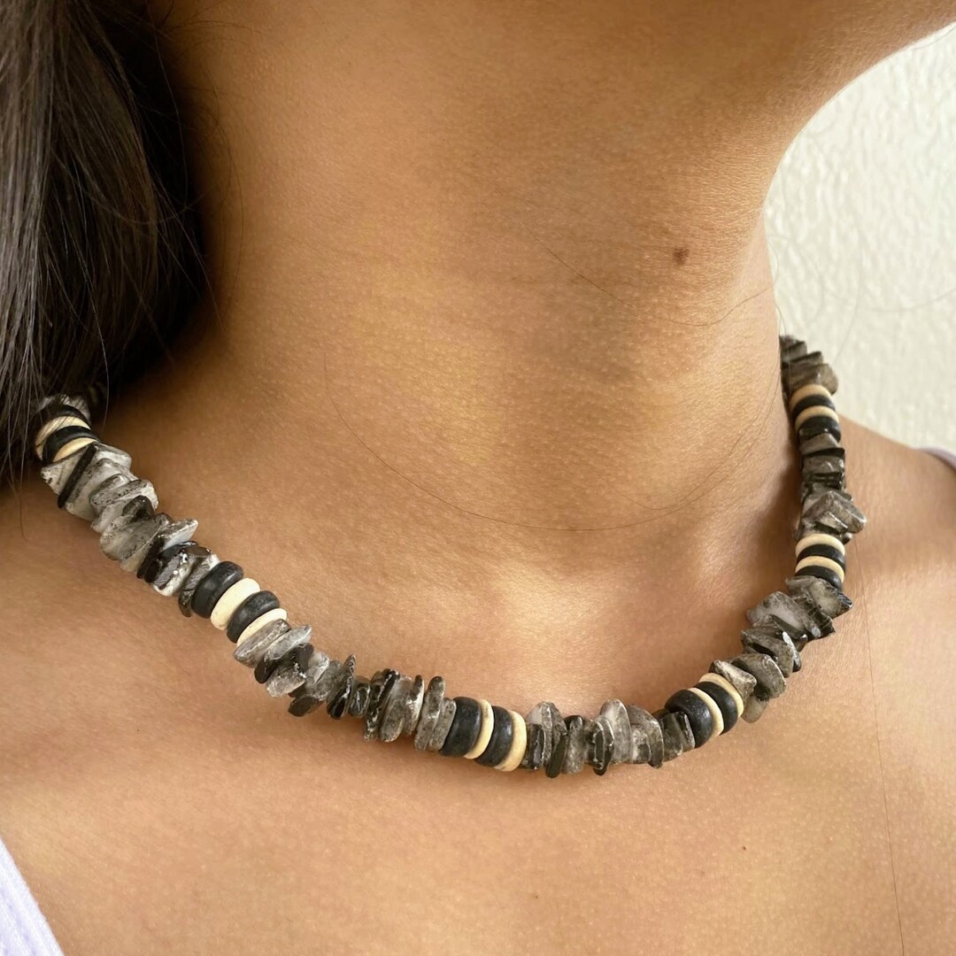 Square Dark Puka Shell and Round Black and White Coconut - Etsy