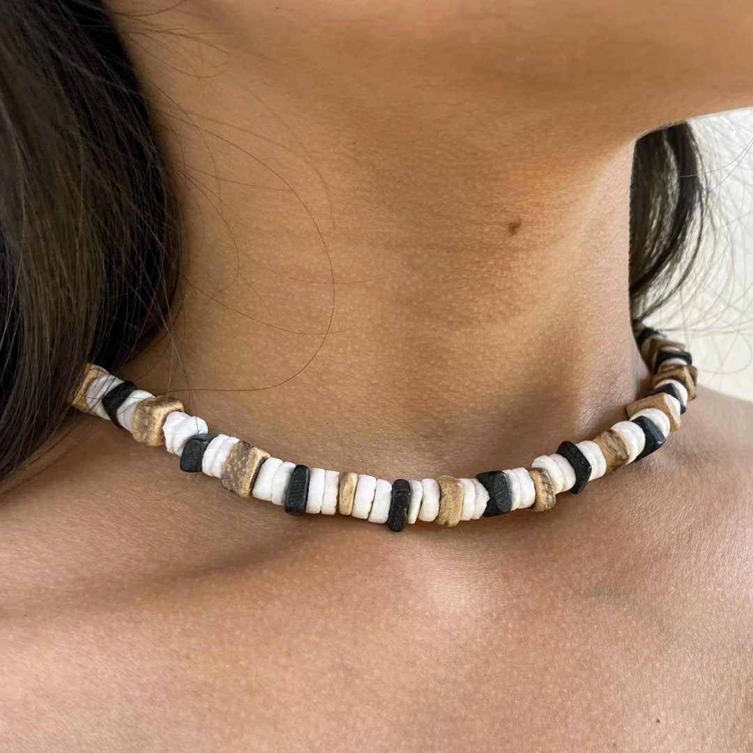 Elegant Puka Shell Necklace - White, Black, Beige - Chic Beach Jewelry ...