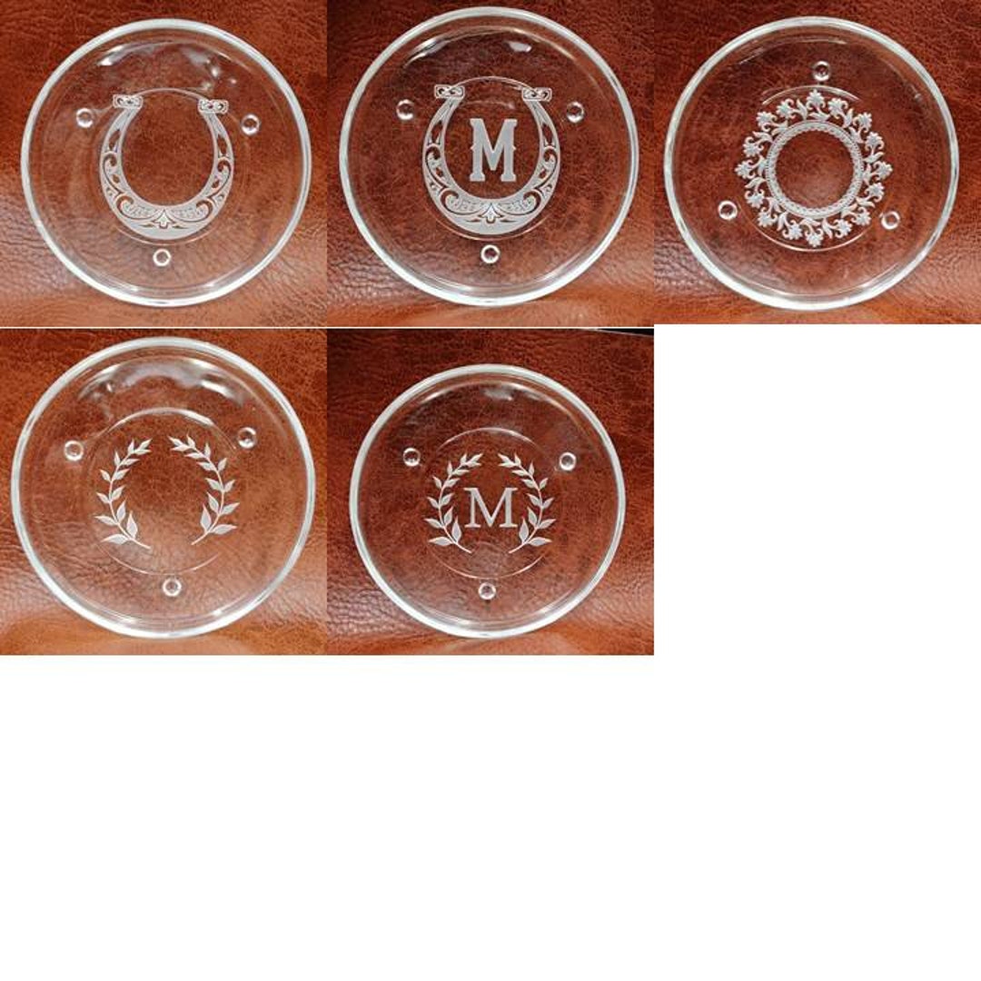 Etched Glass Spoon Rest/coin Tray With Monogram - Etsy