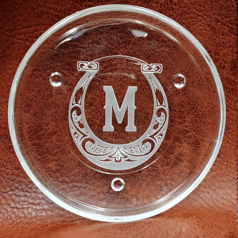 Etched Glass Spoon Rest/coin Tray With Monogram - Etsy