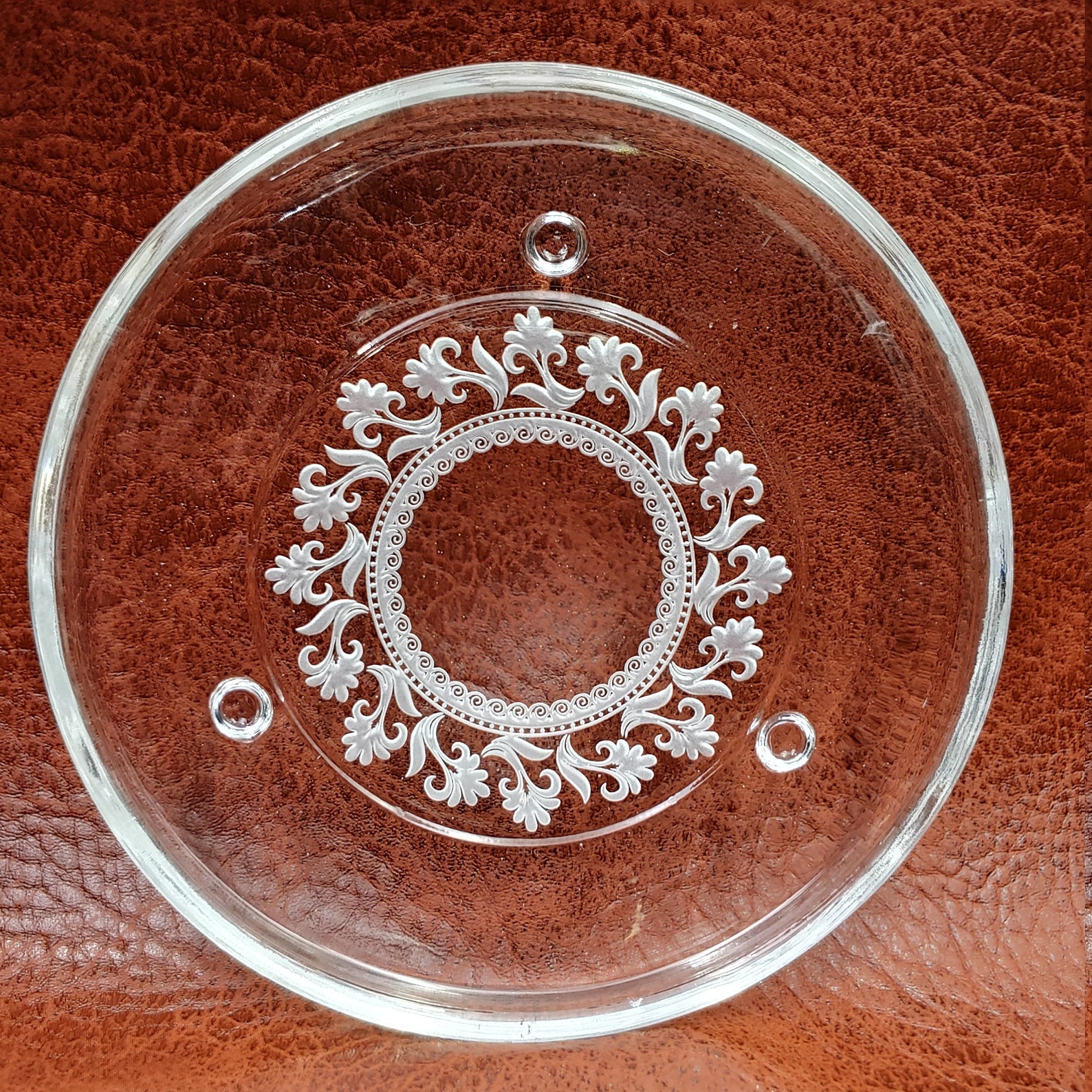 Etched Glass Spoon Rest/coin Tray With Monogram - Etsy