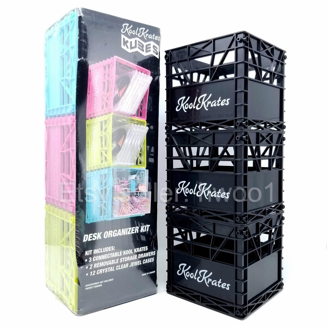 6 X Kool Krates Stackable CD Storage Mini Milk Crate Blue Pink Green ...