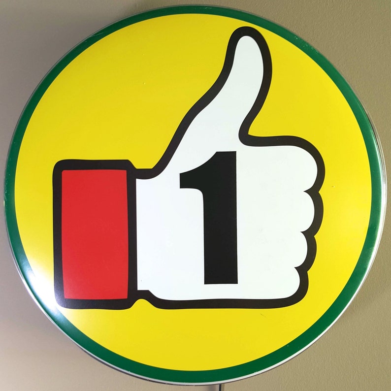 Thumbs up Likes Number 1 Light up Illuminated LED Sign W/ USB On/off ...