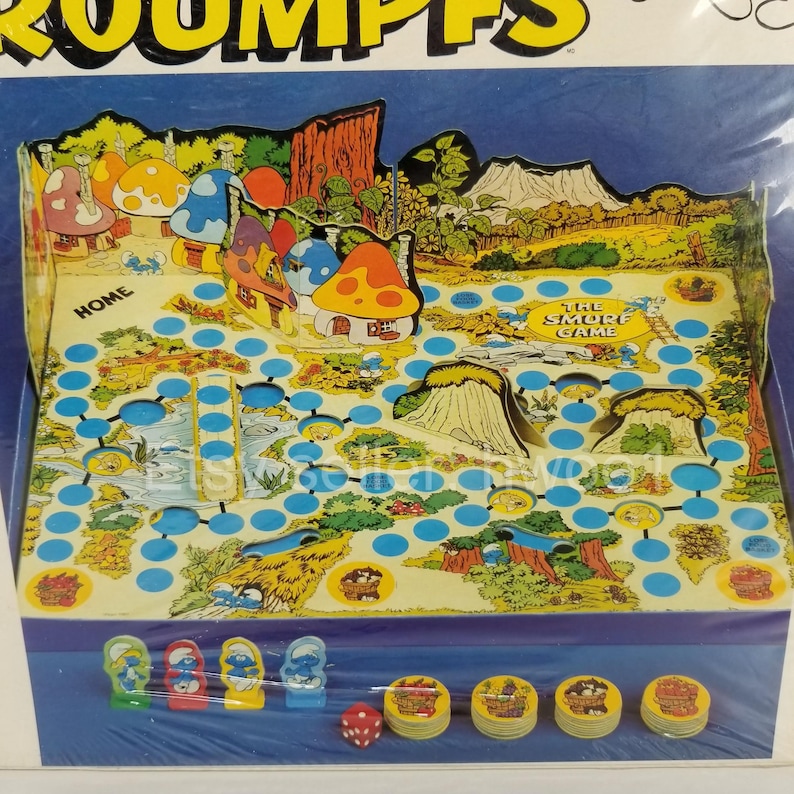 NEW the Smurf Board Game 1981 + Vintage Schleich 1995 Figures: W ...