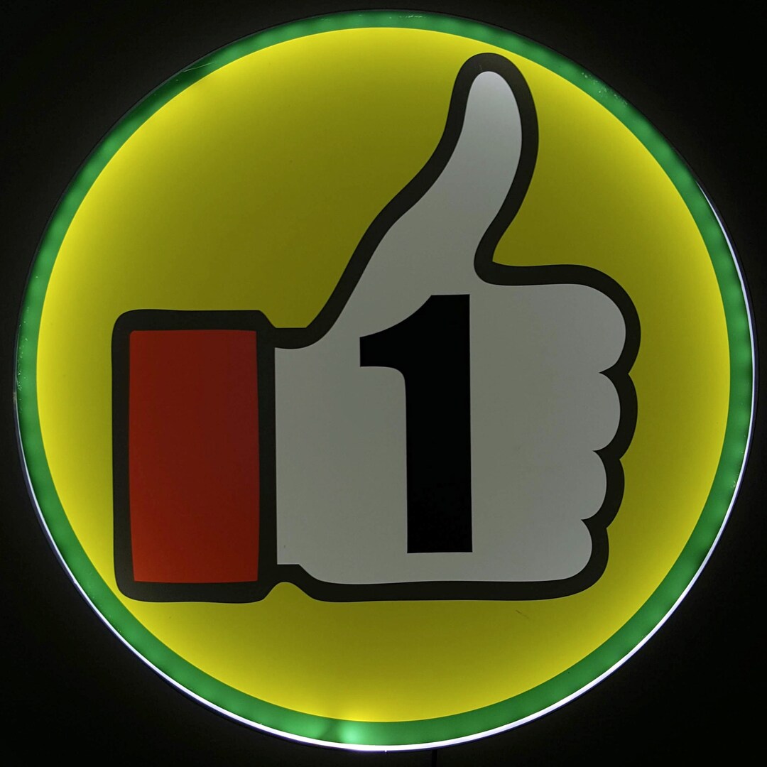 Thumbs up Likes Number 1 Light up Illuminated LED Sign W/ USB On/off ...
