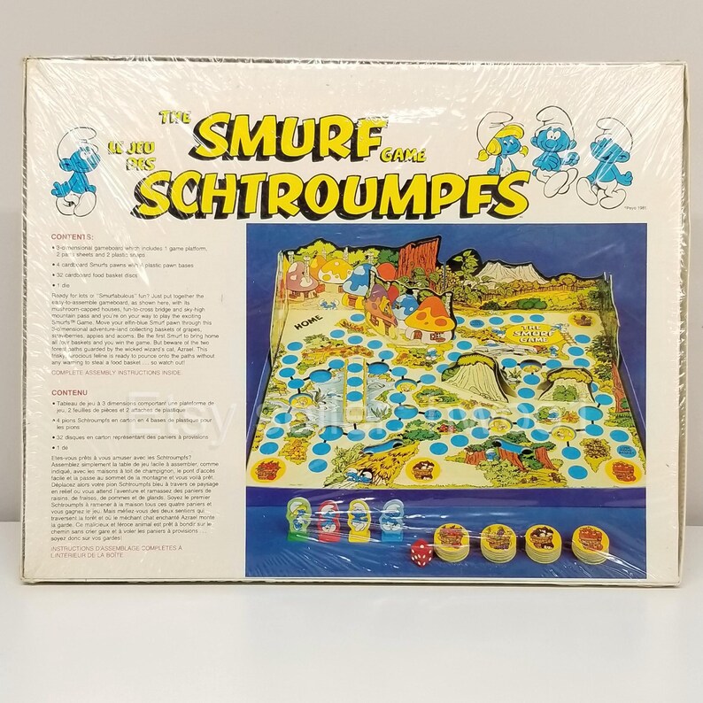 NEW the Smurf Board Game 1981 + Vintage Schleich 1995 Figures: W ...