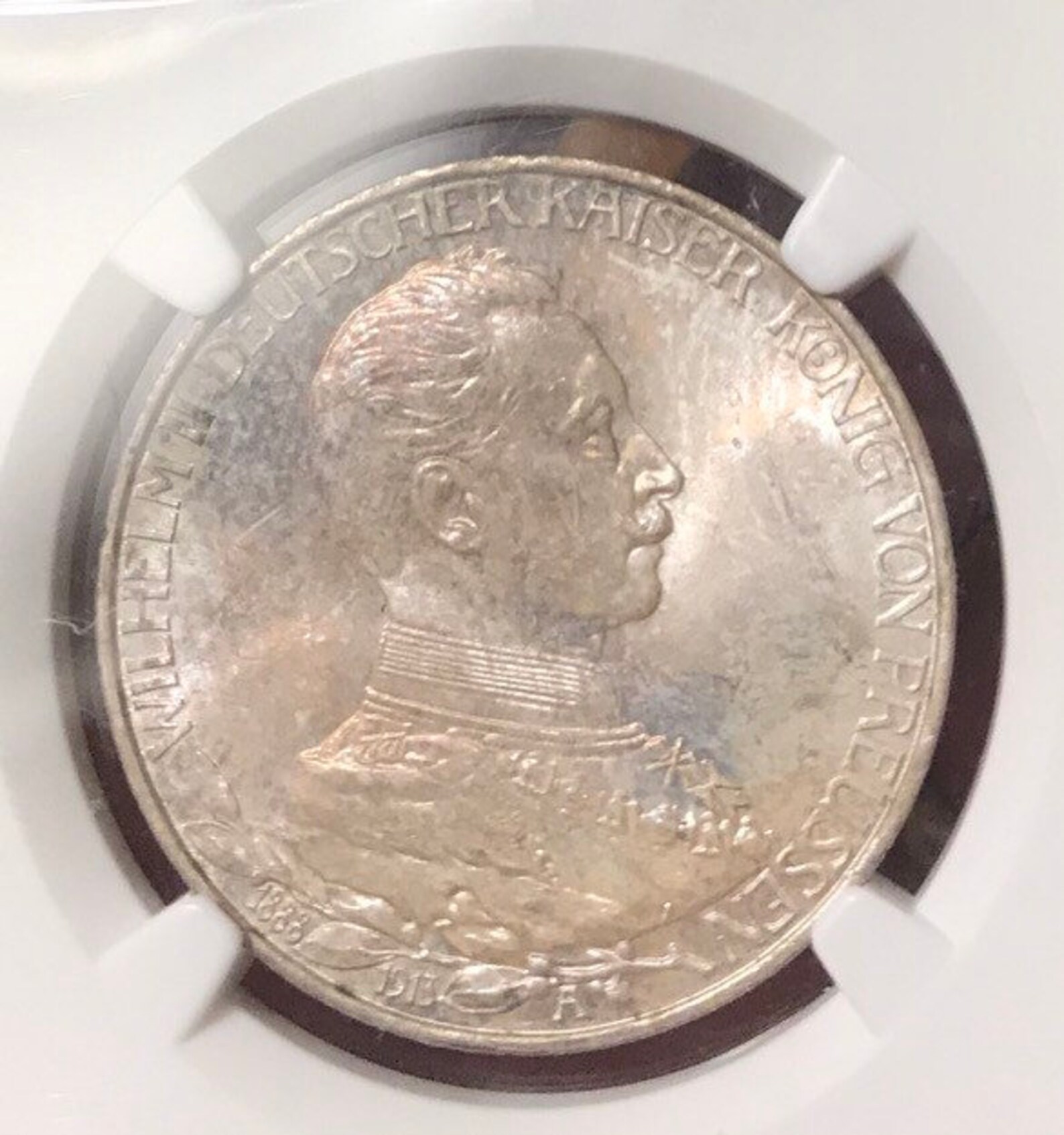 1913-A NGC MS64 Prussia 3 Mark Coin, Nice Toning, Silver Jubilee of ...