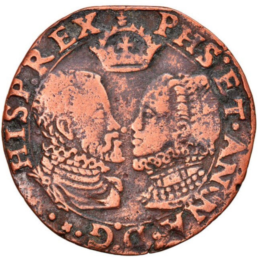 1571 Spanish Netherlands, Token, Philip II & Anna, for the Lille ...