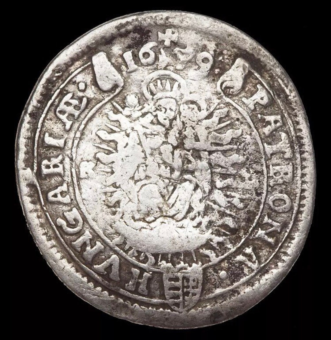 1679 Leopold 1st 15 Kreuzer, Silver Coin, Hungary, Famous Habsburg Jaw ...