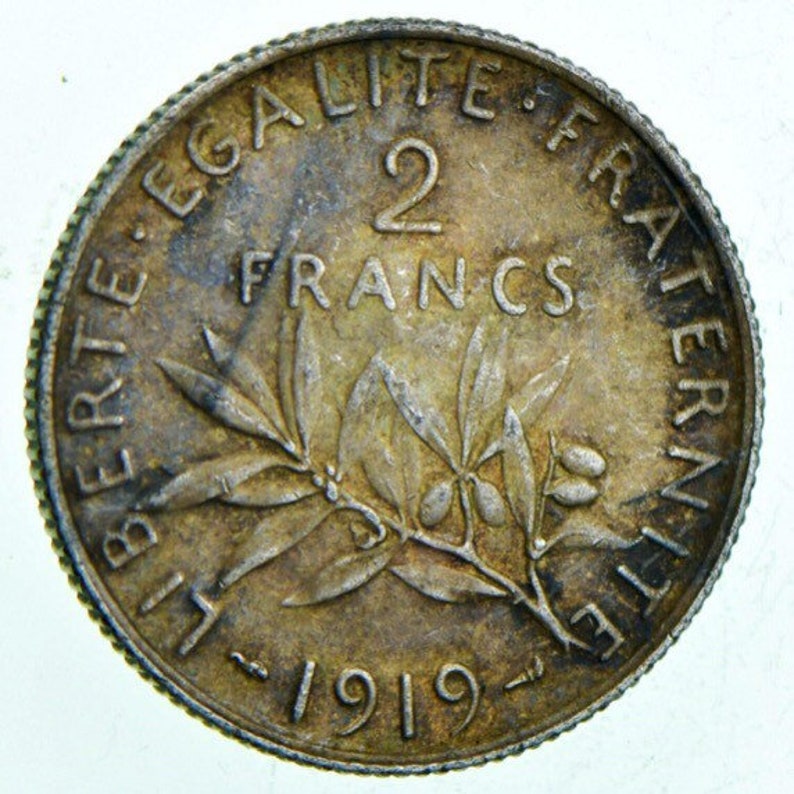 1919 France 2 Francs Coin Beautifully Toned - Etsy