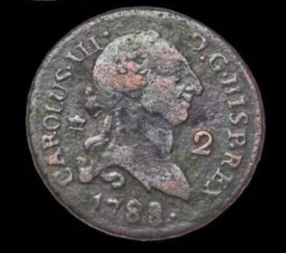 1788 Carlos 3rd Spain 2 Maravedis Coin | Etsy