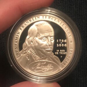 US Mint Issued Benjamin Franklin Proof Silver Dollar - COA and All Mint ...