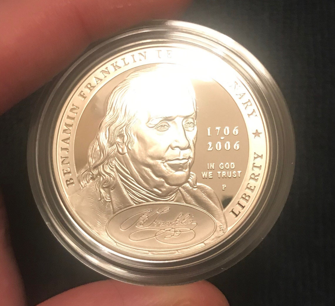 US Mint issued Benjamin Franklin Proof Silver Dollar COA and | Etsy