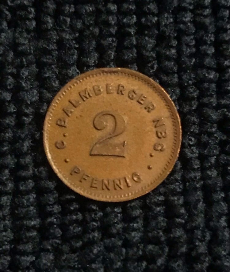 Circa 1871-1897 German, Nuremberg 2 Pfennig Trade Token, C. Balmberger ...