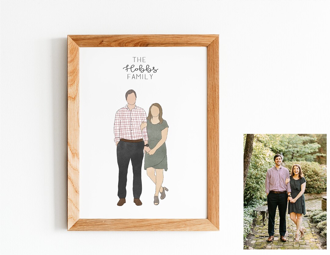 Faceless Family Portrait DIGITAL + PRINT Option Faceless Couple Drawing ...