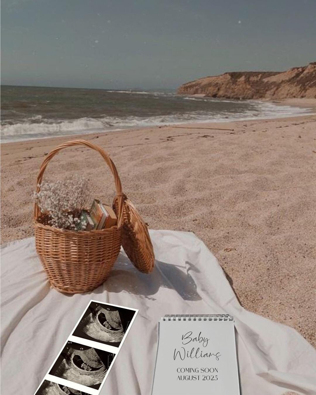 EDITABLE Summer Pregnancy Announcement | Beach Pregnancy Announcement ...