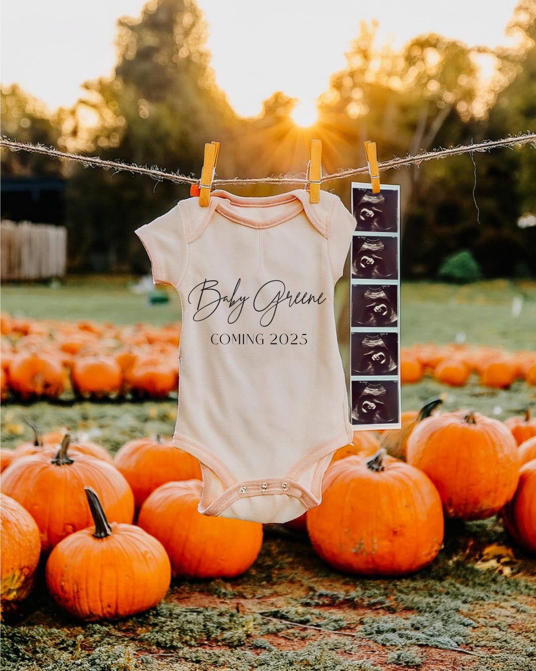 EDITABLE Fall Autumn Pumpkin Patch Pregnancy Announcement | Fall ...