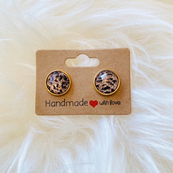 Leopard Stud Earrings - Etsy
