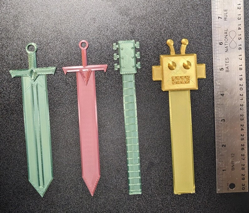 3D Printable Bookmarks Set Sword, Robot, Guitar & More STL Files for ...