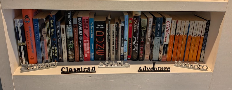 STL Library Shelf Signs – 3D Printable Files Book Genre Labels ...
