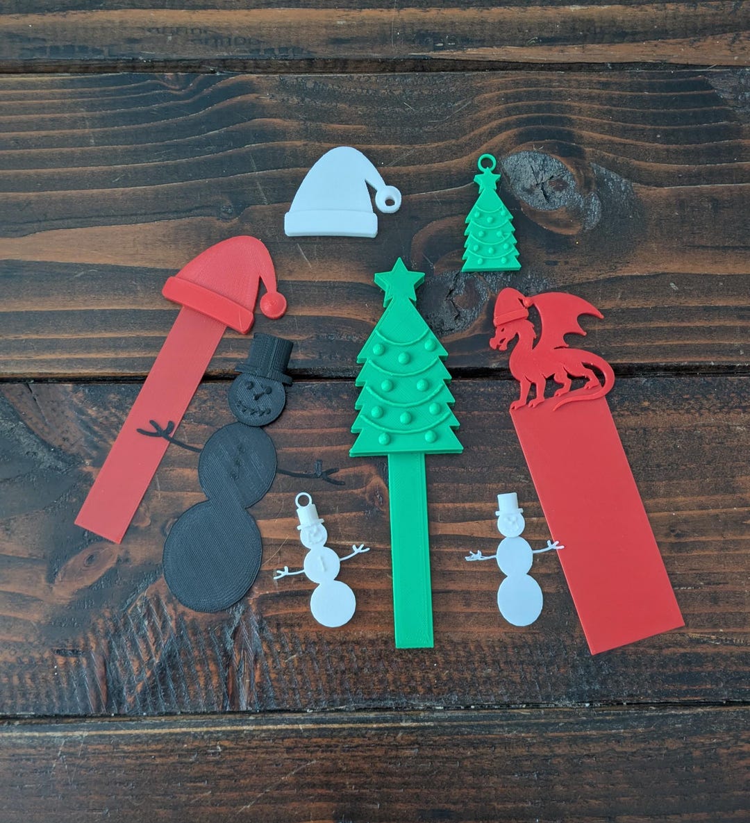 STL Files Christmas Pack - Santa, Snowman and Tree Bookmark / Ornaments ...