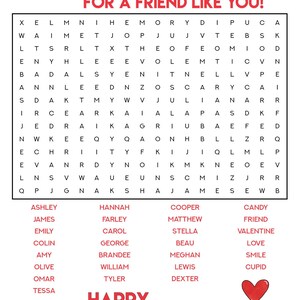 CUSTOM Searching for a Friend Like You: Valentine Word Search - Etsy