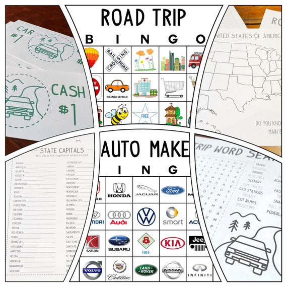 US Road Trip Activity Bundle Car BINGO Travel Games | Etsy