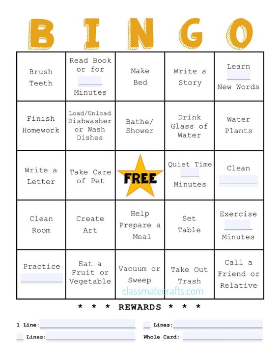 Editable Activity BINGO Cards Daily Task Management Chore - Etsy