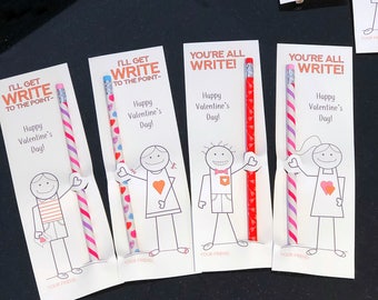 Valentines Pencil Card, INSTANT EDITABLE DOWNLOAD, You Are Just Write ...