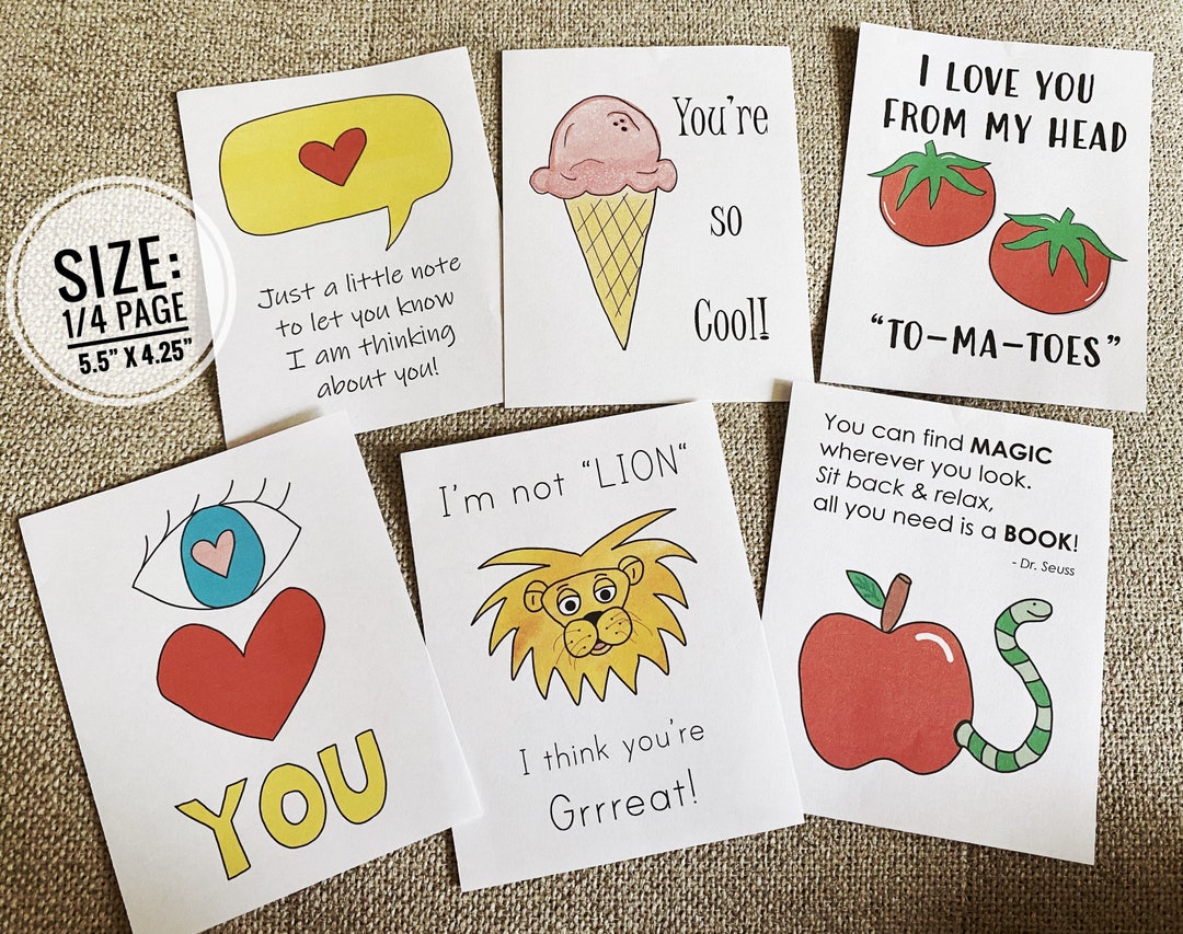 Lunch Box Love, Note Cards, Notes for Kids, Printable Encouragement ...