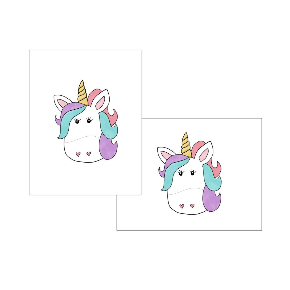 Printable Unicorn Cards, Blank Greeting Card, Kids Stationery - Etsy