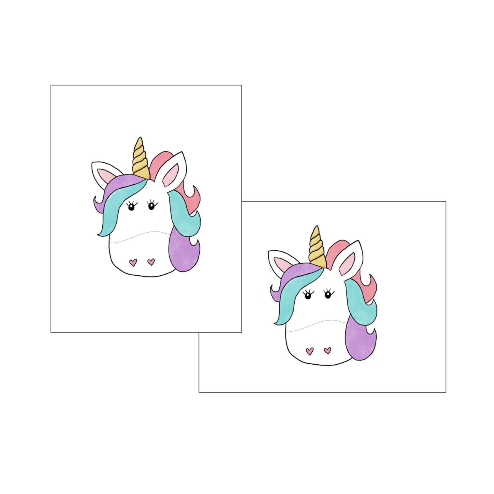 Printable Unicorn Cards, Blank Greeting Card, Kids Stationery - Etsy
