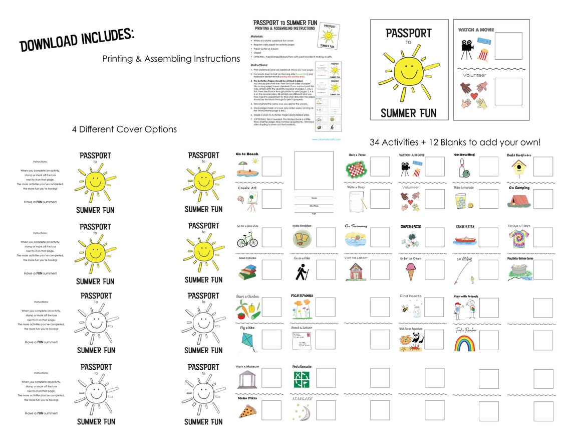 Passport to Summer Fun | Summer Activity Booklet | Family Fun | Ideas ...