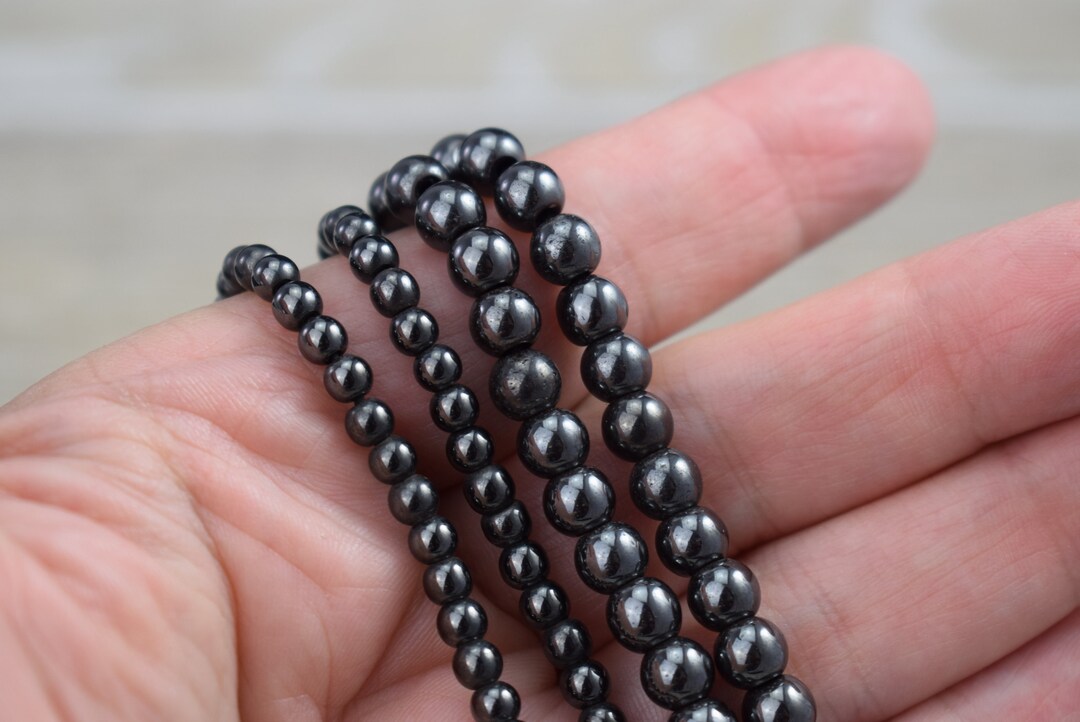 Natural Hematite - Smooth Round Beads - Steel Grey Grey Semi Precious ...