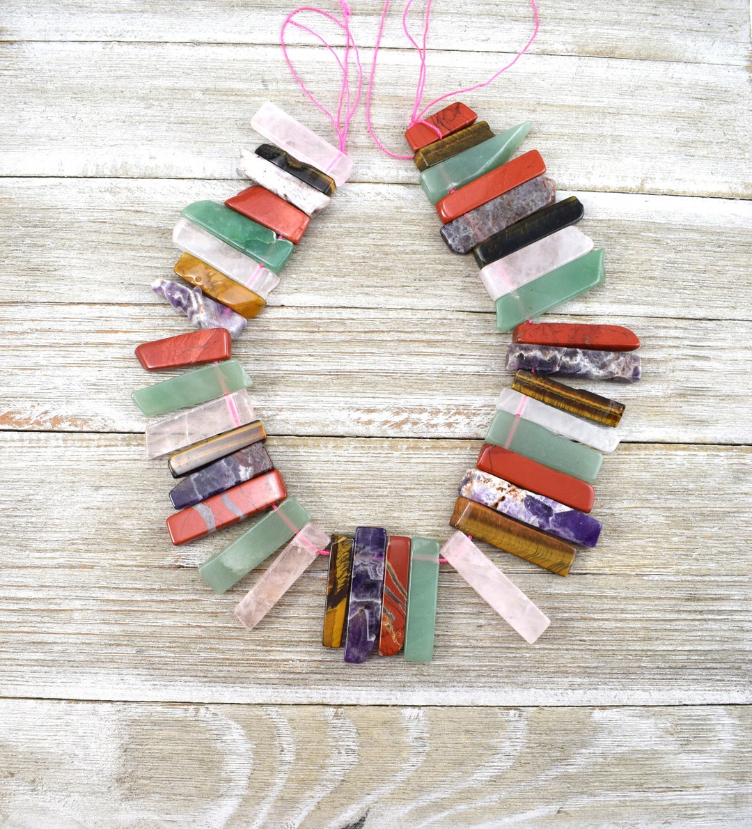 Mixed Semi-precious Stone - Stick Beads - Large Natural Gemstone Beads ...