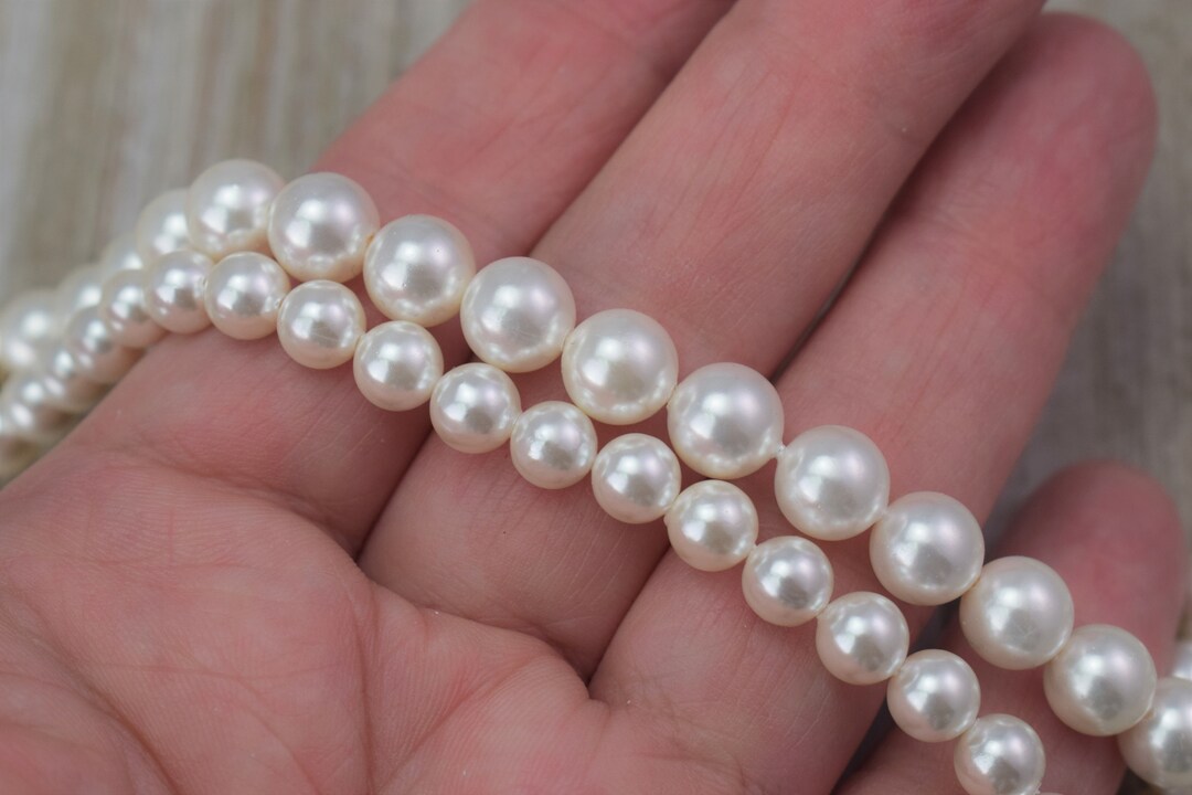 White Shell Pearls - Round, Natural Colour - Choice of Size - 2.5, 3, 4 ...