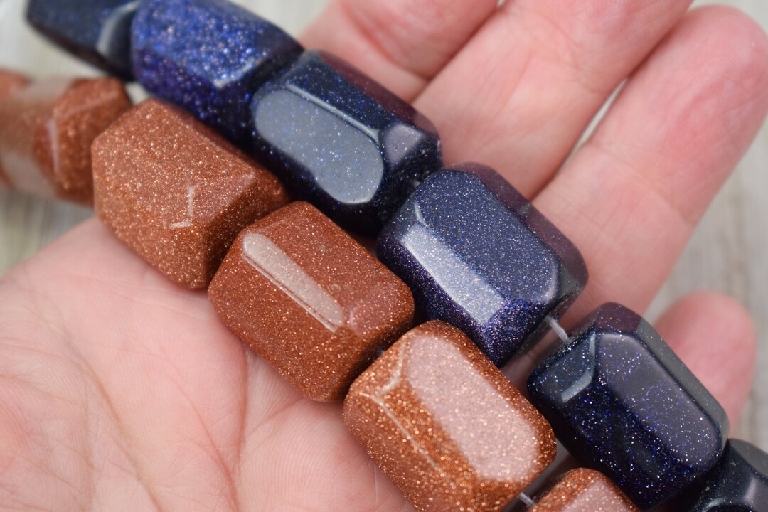Extra Large Goldstone Faceted Column Beads - Semi-precious Beads ...