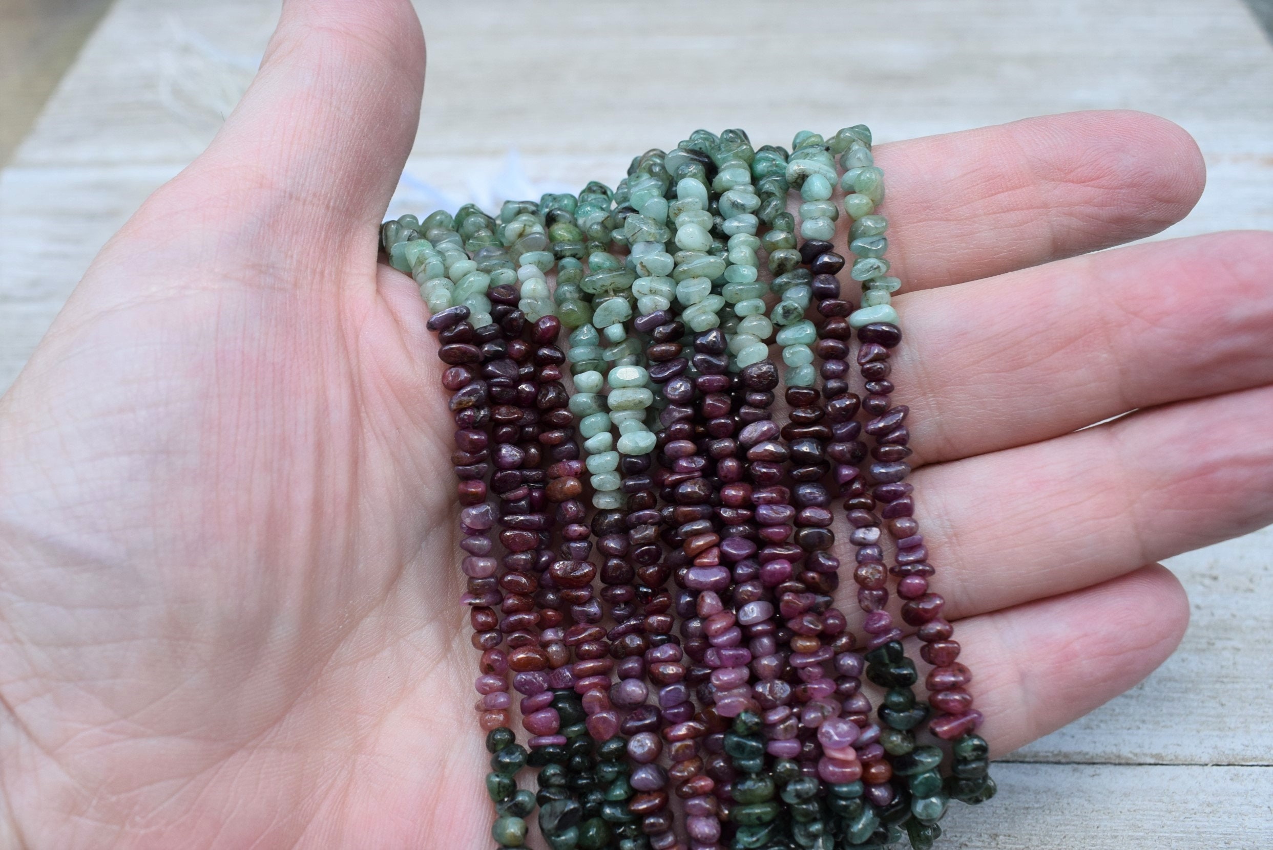 Mixed Ruby and Emerald Chips / Beads Natural Gemstone Chips | Etsy