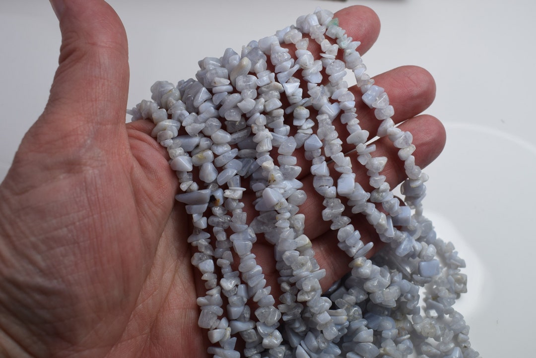 Blue Lace Agate Chips / Beads - Natural Pale Blue Gemstone Chips - Long ...