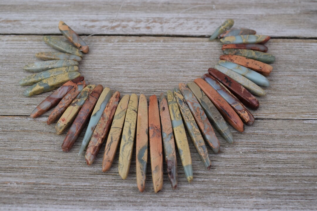 Impression Jasper Polished Stick / Tusk Graduated Beads - Aqua Terra ...