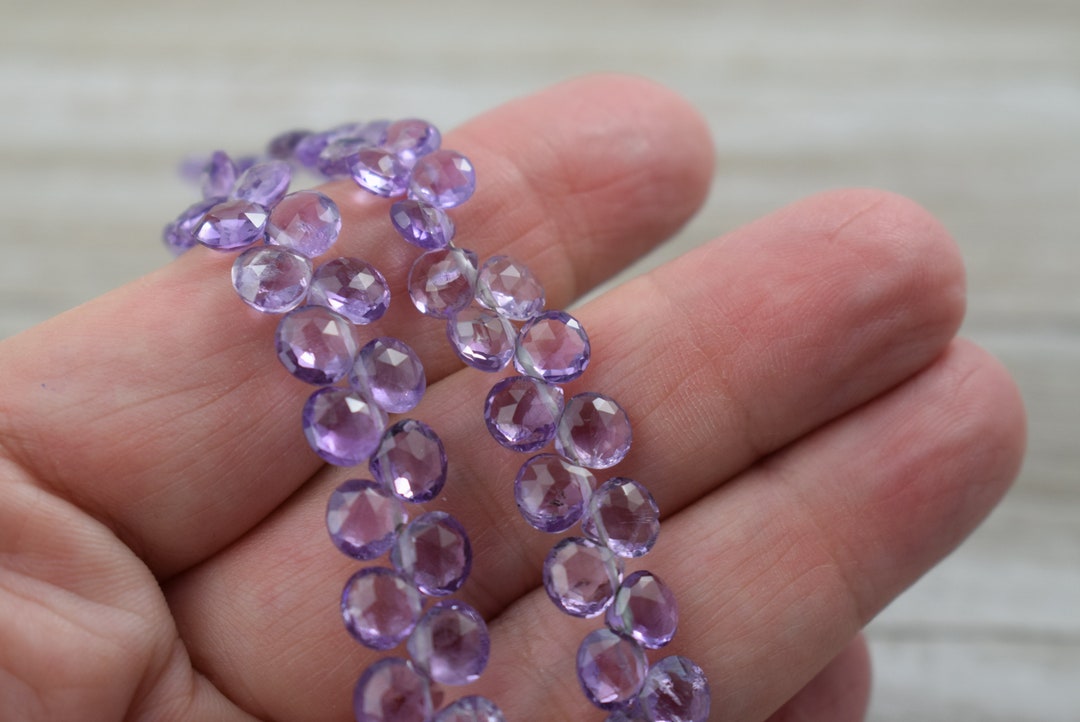 Cuori briolette con ametista brasiliana tagliata a rosa Perline di ...