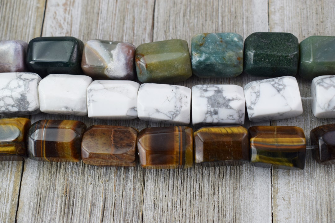 Extra Large Faceted Column Beads - Semi-precious Beads - Choice of ...