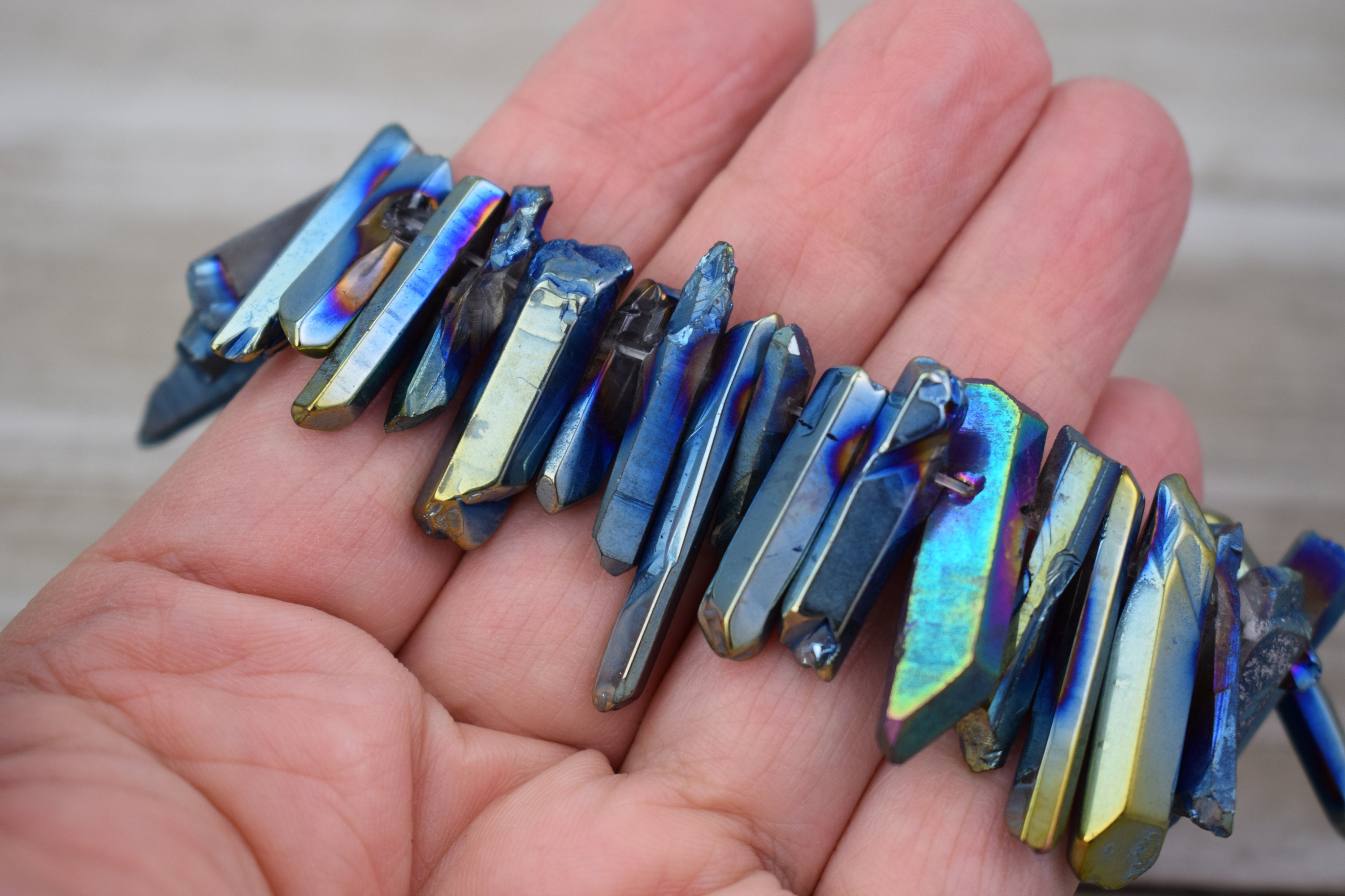 Electroplated Quartz Stick Beads Natural Quartz Blue / | Etsy