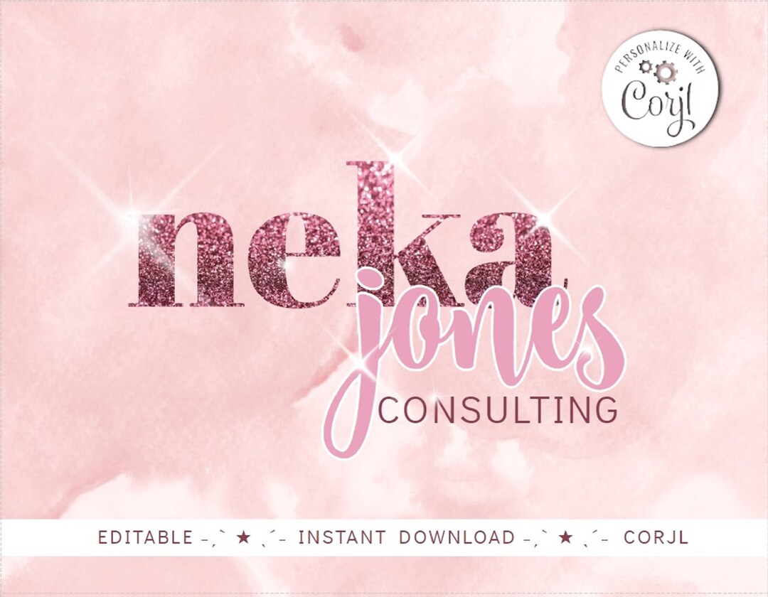 Bold Glitter Editable DIY Logo, Edit in Corjl Neka Jones 01 - Etsy