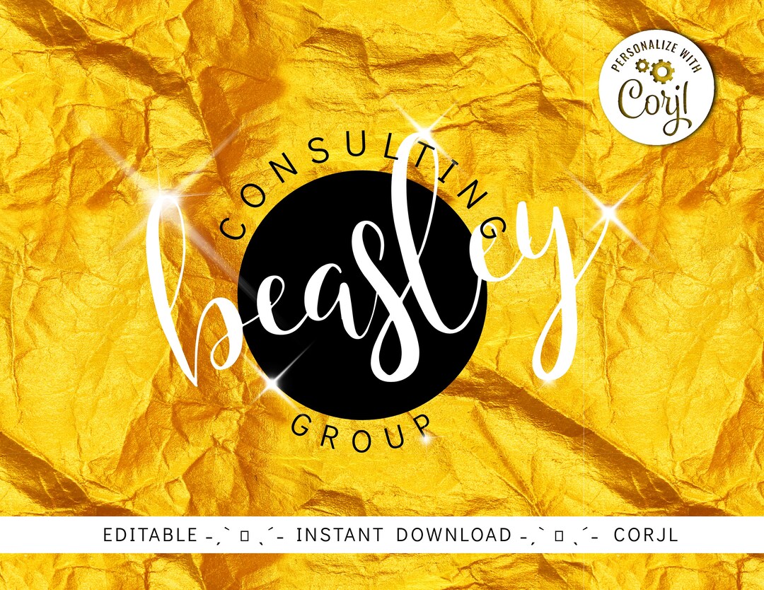 Minimalist Horizontal Black Beauty Logo With Circle Stamp Editable DIY ...