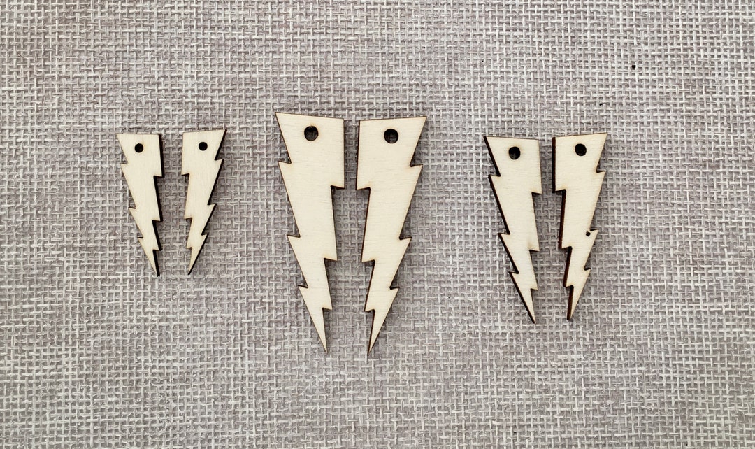 Laser Cut Wooden Lightning Bolts With or Without Holes, for Crafts and ...