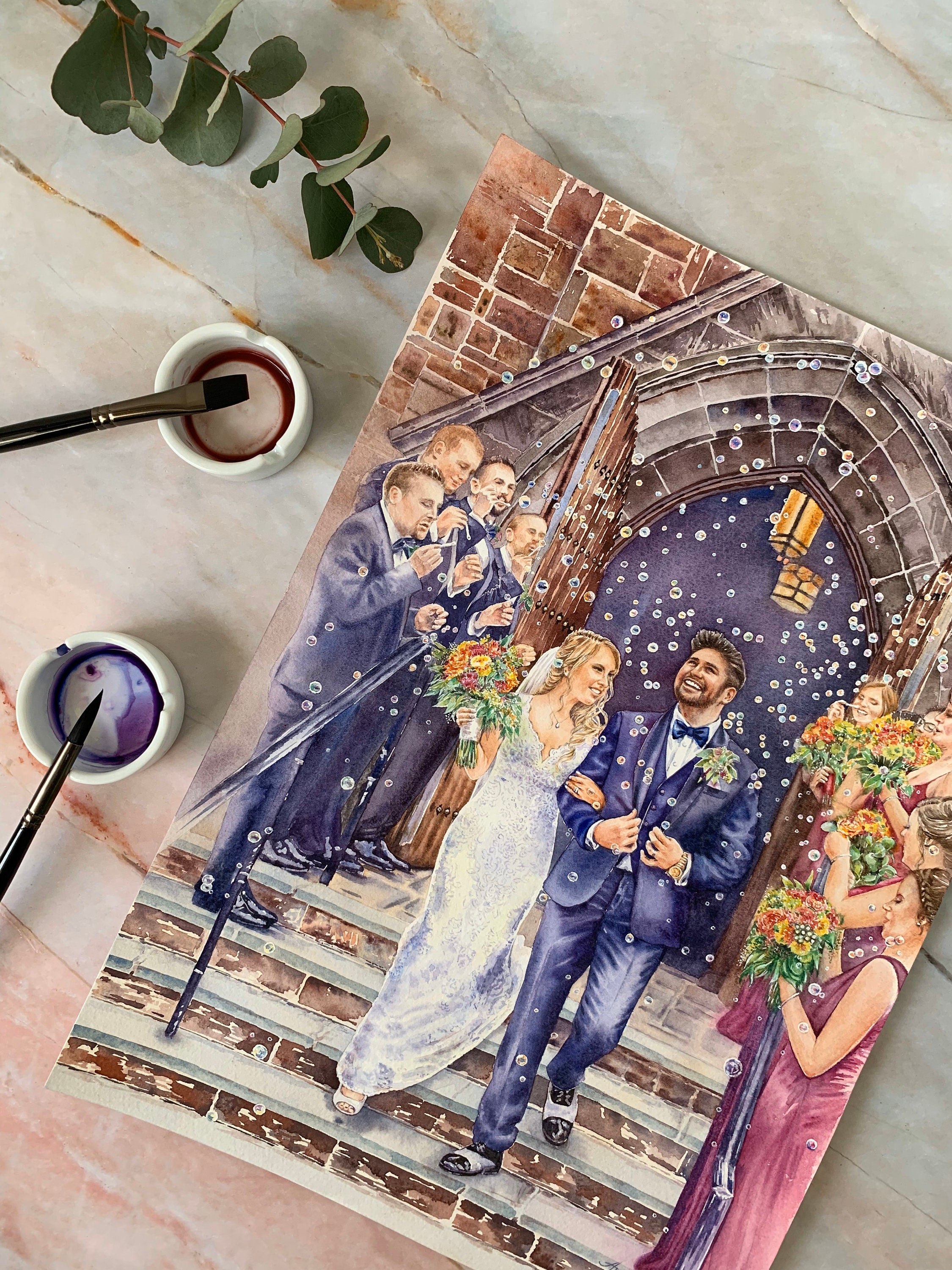 Custom wedding painting/watercolor painting from photo/spouses | Etsy