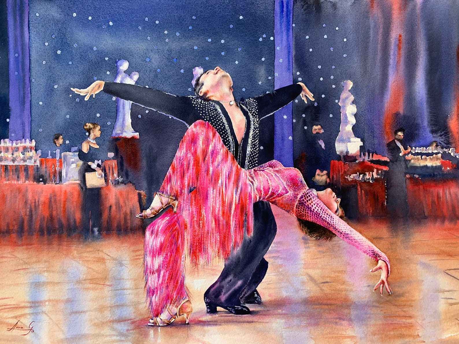 Custom Dancers Watercolor Portrait/commission Watercolor - Etsy